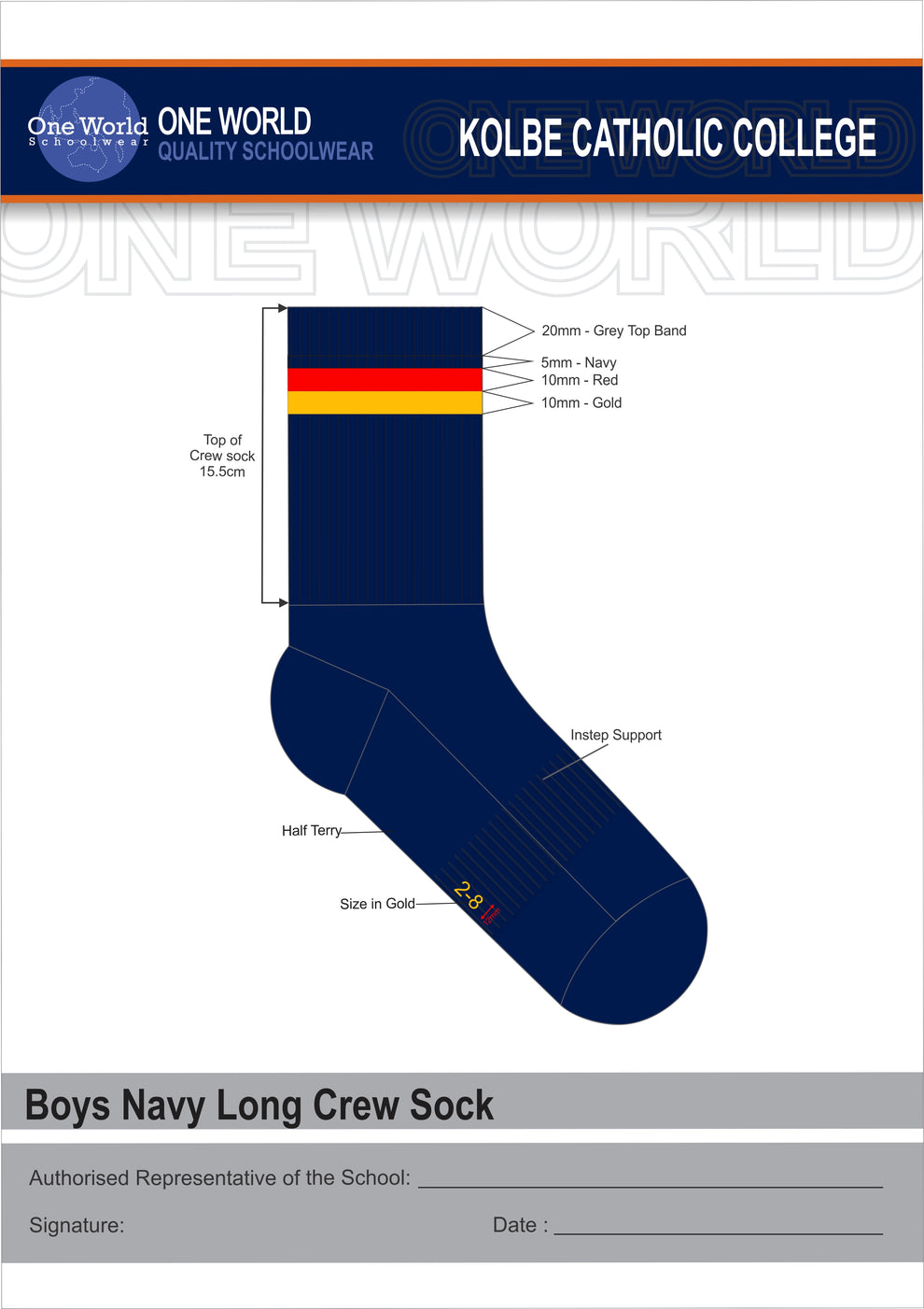 Sock - Navy College Sock – Kolbe Catholic College